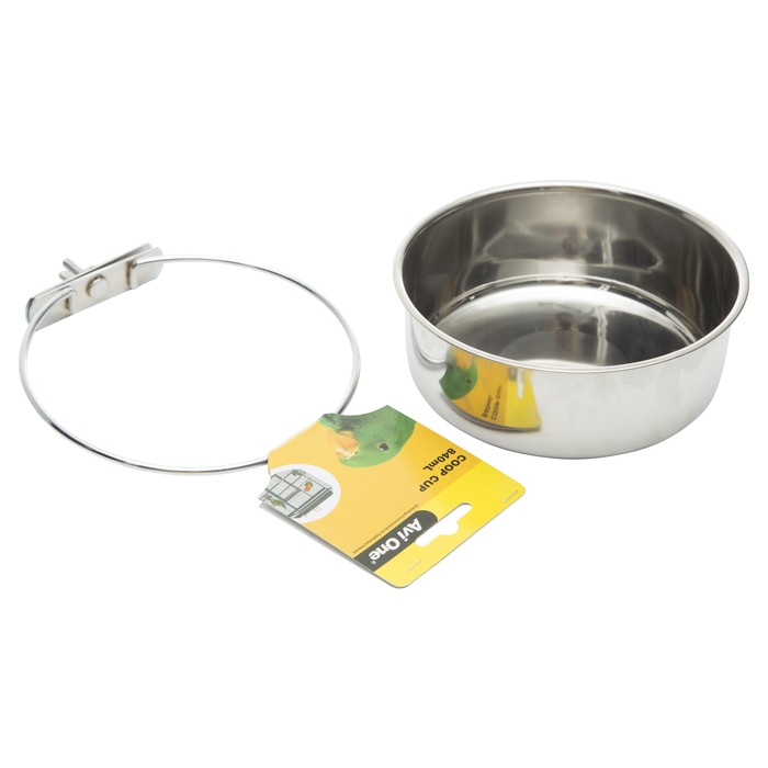 Bird Coop Cup Silver With Clamp 840ml - Planet Pet