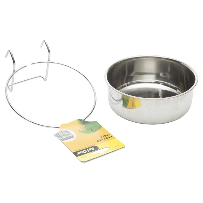 Bird Coop Cup Silver With Hook 840ml - Planet Pet